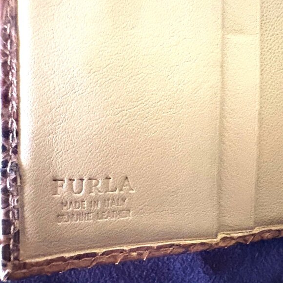 Furla | Bags | Furla Snakeskin Double Fold Wallet Silver Hardware ...